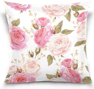 Linomo Kissenbezug 40x40 cm, Jahrgang Blumen Blume Rose Dekorative Kissenbezug Kissenhülle für Couch Sofa Bett Hause