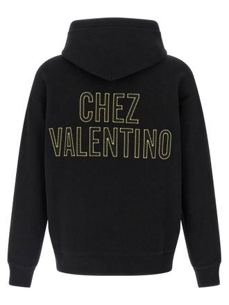 Valentino Garavani Logo Embroidered Hoodie - Black
