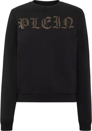 Philipp Plein Femme, Sweatshirts et sweats &agrave; capuche, Noir, Taille: 38 FR SweaT-shirt avec logo en cristaux