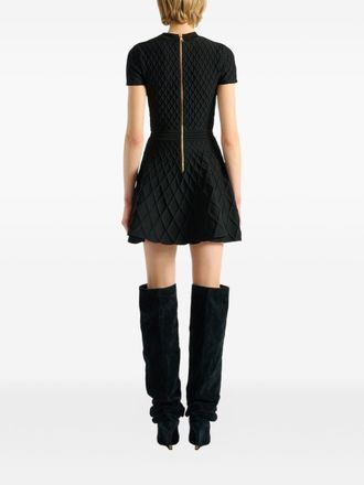 Balmain Quilted Flared Mini Dress - Black