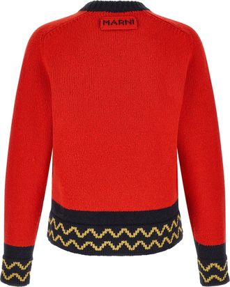 Marni Geometric Intarsia Sweater - Red