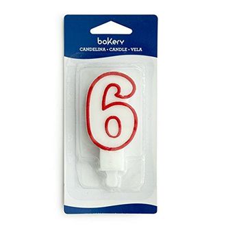 Decora 0316506 KERZE No 6 MIT ROTER RAND H 7,5 CM