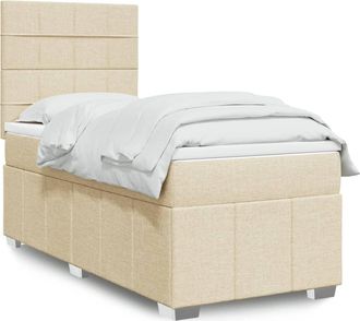 vidaXL Vidaxl - Giroletto A Molle Con Materasso Crema 100x200 Cm In Tessuto