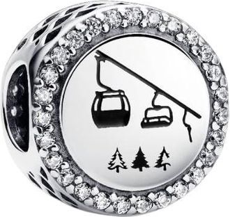 Pandora Skifahren Charm aus Sterling Silber mit Zirkonia, kompatibel Moments, 792016CZ_E078