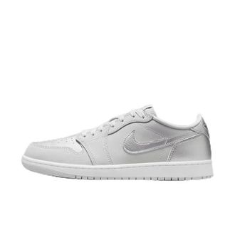 Nike Nike Hommes Air Jordan 1 Low Chaussures, Gris neutre m&eacute;tallis&eacute; argent&eacute; 002, 40.5 EU