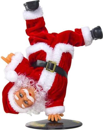 Garneck Elektrische Weihnachtsmann Puppe Handstand mit Musik Tanzspielzeug für Kinder und Erwachsene Weihnachtsdekoration Tischdeko Party Batteriebetrieben Fo