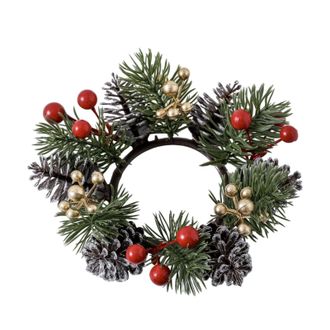 Generic Weihnachtskerzen Ringe, 1/4 St&uuml;ck K&uuml;nstlicher Roten Beeren Kranz Kerzenring Kerzenhalter Weihnachtskerzenringe f&uuml;r S&auml;ulen Rustikal Hochzeit Kernst&uuml;ck 