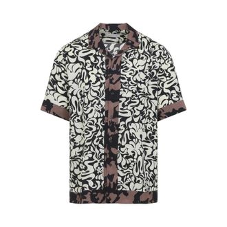 Dries Van Noten Abstrakt bedrucktes Kurzarmhemd im Camp-Collar-Stil - - Shirts - Herren - Schwarzk - M