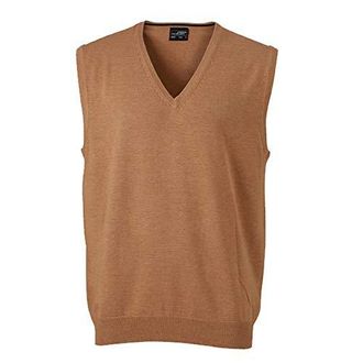 James & Nicholson Pull Classique sans Manches en Coton pour Homme - XXL - Camel