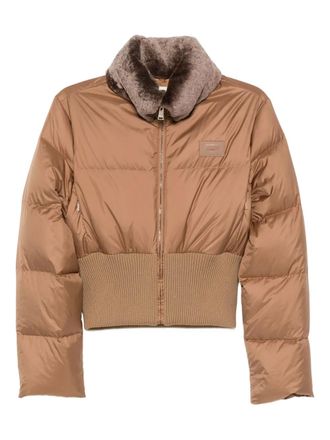 Fendi veste matelass&eacute;e &agrave; col lain&eacute; - Marron