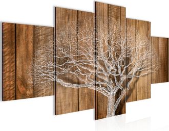 Runa Art Bild Wohnzimmer Baum Abstrakt 5 Teilig Holzmotiv Beige Braun Wandbilder auf Vlies Leinwand 039953a