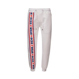 GCDS Wei&szlig;e Jogginghose mit Logo - - Trousers - Herren - Wei&szlig; - L