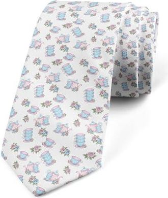 Generic Cravate Blanc Roses Bleu Fine Men Tie &Eacute;troit Cravate DAffaires Pour Affaires Mariage Accessoires