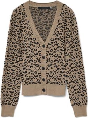 Vero Moda Neck Boo Vmnancy Ls Cardigan &agrave; col en V, Gris Clair, XL Femme