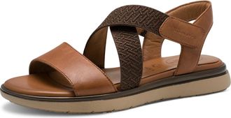 Tamaris Comfort Damen Sandalen flach aus Leder mit Klettverschluss, Braun (Nut), 37 EU
