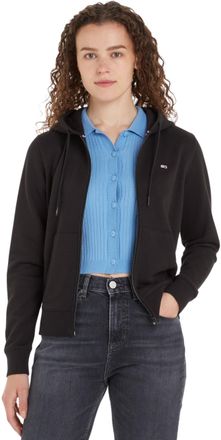 Tommy Jeans Damen Hoodie mit Reißverschluss und Kapuze, Schwarz (Black), S