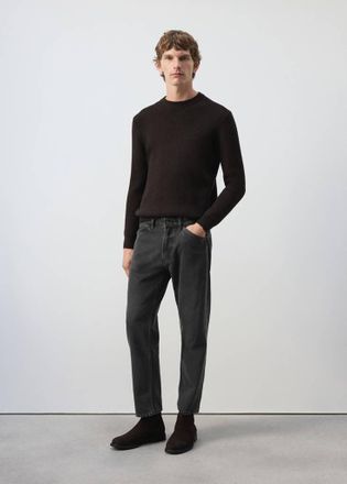 Mango Jean en m&eacute;lange lyocell et coton cropped fit gris - Homme - 38 - MANGO MAN
