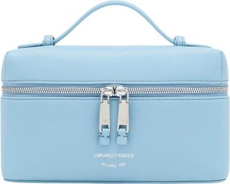 Emporio Armani Femme, Sacs, Bleu, Taille: ONE Size Vanity Case en cuir Nappa avec bandouli&egrave;re