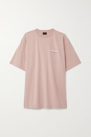 Balenciaga T-shirt Oversize En Jersey De Coton &Agrave; Broderies - Rose