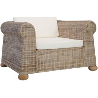vidaXL Vidaxl - Sessel mit Kissen Natur Rattan
