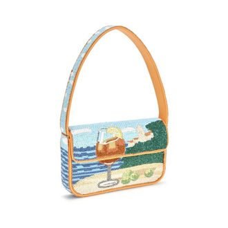 Staud Womens Multicolor Rayon Shoulder Bag