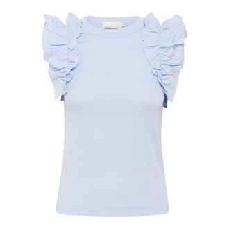 Karen by Simonsen Femme, Tops, Bleu, Taille: 34 FR D&eacute;bardeur Heather &agrave; Manches Volant&eacute;es