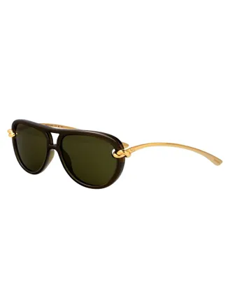 Bottega Veneta Womens Sunglasses Bv1418s Green-Gold Green-Gold-Green Metal Green/gold/green