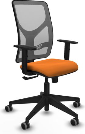 Piqueras y Crespo B&uuml;rostuhl mit 1D-Armlehnen, h&ouml;henverstellbare Lendenwirbelst&uuml;tze, ausgestattet mit 3 Positionen und Schneideschaum, Grau/Orange