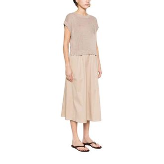 PESERICO Femme, Robes, Brun, Taille: 44 FR Robe Midi Bimati&egrave;re