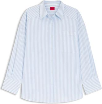HUGO BOSS Femme, Blouses et Chemises, Bleu, Taille: 34 FR Eustyna Oversized Blouse
