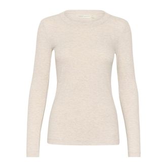 Inwear Melange Langarm T-Shirt Ecru - - Tops - Damen - Beige - 2XL
