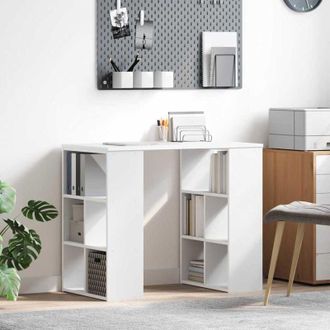 vidaXL Vidaxl - Bureau avec &eacute;tag&egrave;re Blanc 90 x 50 x 75 cm Bois ding&eacute;nierie