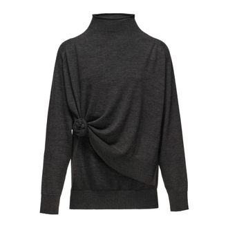Magda Butrym Geknoteter Woll-Rollkragenpullover - - Knitwear - Damen - Grau - 2XS