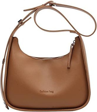 Generic Sacs &agrave; bandouli&egrave;re tendance pour femme en cuir, sac &agrave; main d&eacute;contract&eacute; avec fermeture &eacute;clair, sac tendance sous les bras, kaki, Medium