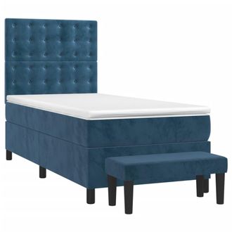 vidaXL Vidaxl Giroletto A Molle Con Materasso Blu Scuro 80x200 Cm In Velluto