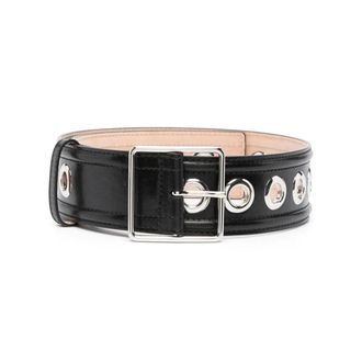 Alexander McQueen G&uuml;rtel mit &Ouml;senverzierung - - Accessories - unisex - Schwarzk - 80 CM