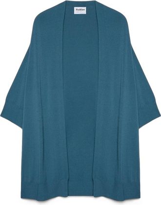 Fiorella Rubino Femme, Pulls, Bleu, Taille: 36/38 FR Long Cardigan en maille fine de viscose m&eacute;lang&eacute;e