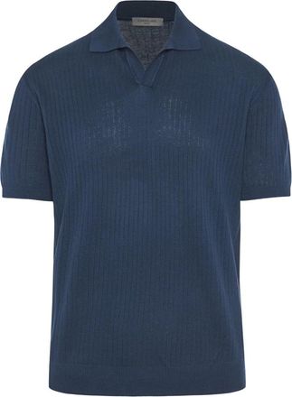Corneliani Homme, Tops, Bleu, Taille: XL Polo en coton Pima sans boutons