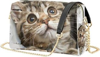 Mnsruu Sacs à bandoulière pour femme, motif chat amusant, sac à main en cuir