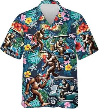 Keephen Gorille Hawaiian Chemise Femmes Hommes Gorille Animal Impression 3D Hawaii Chemise &Eacute;t&eacute; Plage Vacances Manches Courtes Boutonn&eacute;e Chemise
