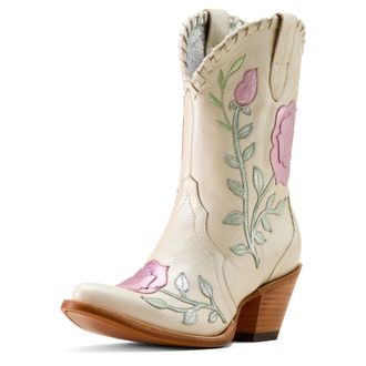Ariat Womens Arrosa J Toe Western Boots in Ivory Pearl Garden Shine, B Medium Width, Size 36.5, by Ariat