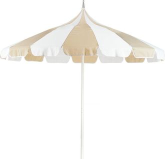 Beliani Parasol de Jardin 245 cm en Aluminium Tissu Polyester Beige et Blanc Minoa