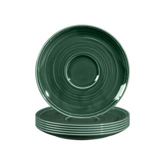 SELTMANN WEIDEN Terra Kombi-Untertassen 6er Set, 16 cm, Runde Unterteller mit spiralf&ouml;rmigem Relief, Sp&uuml;lmaschinen- und mikrowellenfest, Porzellan, Moosgr&uuml;n