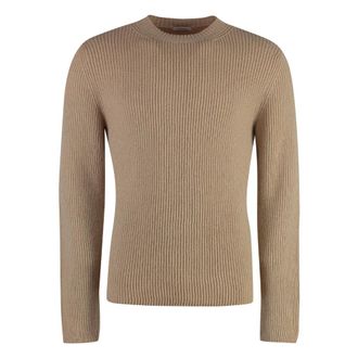 Malo Homme, Pulls, Beige, Taille: S Pull en tricot côtelé de chameau
