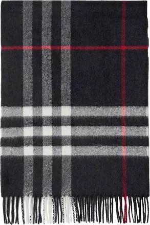Burberry Cashmere Check Scarf - Navy
