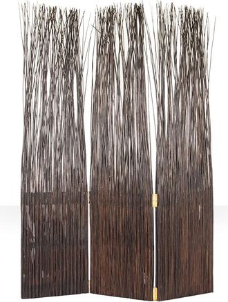 Homestyle4u 974, Paravent Raumteiler 3 teilig Weide Braun
