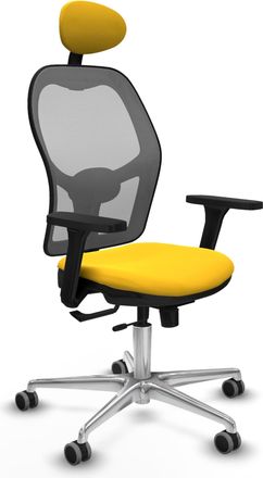 Piqueras y Crespo Ergonomischer Computerstuhl mit 3D-Armen, h&ouml;henverstellbarer Lendenwirbelst&uuml;tze und festem Kopfteil, ausgestattet mit Syncro/Traslack und injiziertem 