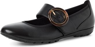 Marco Tozzi Damen Ballerinas aus Leder mit Klettverschluss, Schwarz (Black), 41 EU