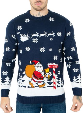 Noroze Herren Weihnachtspullover Weihnachten Pullover Xmas Weihnachtsmann Santa Zum Pub Rentier Neuheit Unisex Strickpullover Jumper Oberteil (XXL, Weihnacht