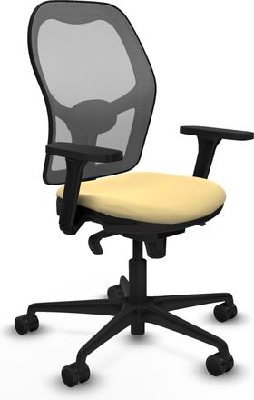 Piqueras y Crespo Jorquera Lumbal-Stuhl mit 3D-Armlehnen, ausgestattet mit 5 Positionen und injiziertem Schaum. Mit Rollen von 65 mm Nylon, Grau/Cremefarben